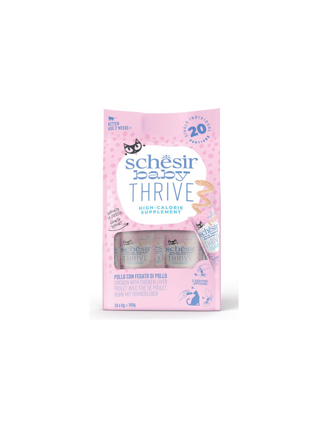 SCHESIR BABY THRIVE POLLO CON HIGADO DE POLLO PARA GATITOS - 20 X 8 GR